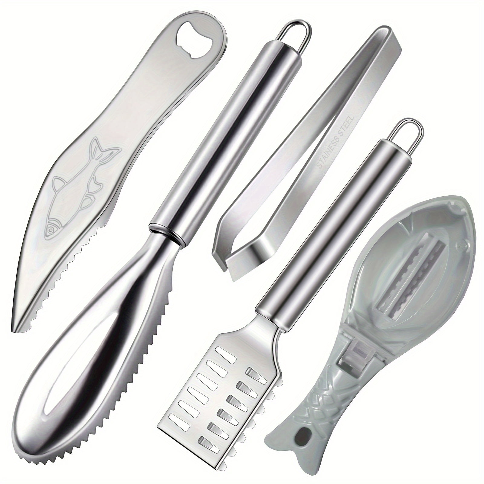 5pcs Fish Scaler Remover Set Fish Scales Tools With Stainless Steel ...