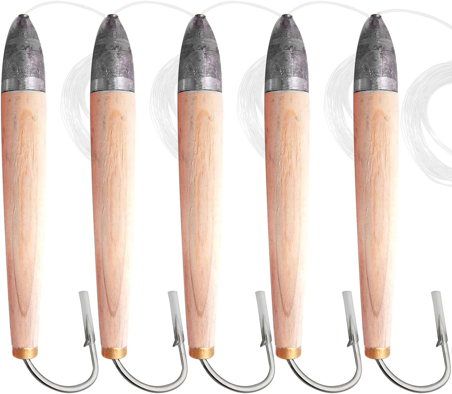 5pcs Fish WOW! 6" Fishing Cedar Plugs Rigged Tuna Mahi Trolling Wood ...