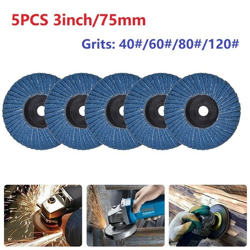 5pcs Flat Flap Discs 75mm 3 Inch Sanding Discs 80 Grit Grinding Wheels ...