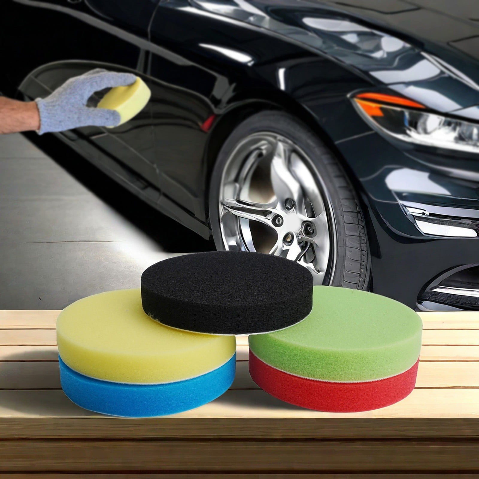 5pcs Flat Sponge Buffer Buffing Pad Polishing Pad Kit Car Polisher ...