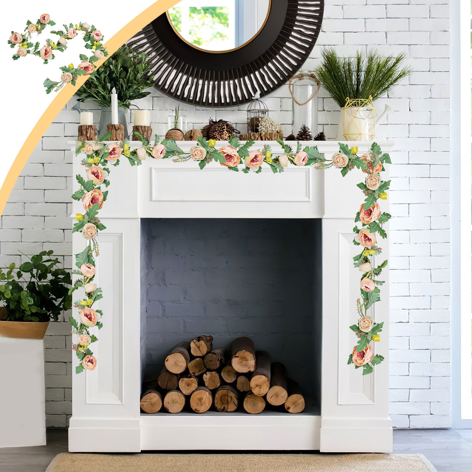 5pcs Flower Garland, Fake Rose Vine Artificial Flowers Hanging Rose Ivy ...