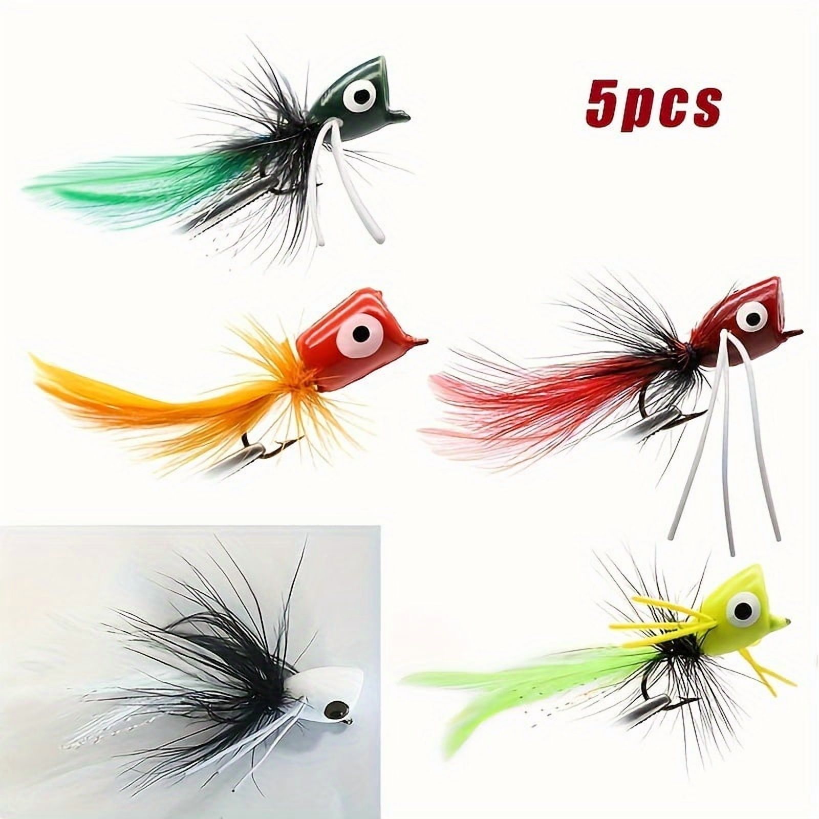 5pcs Fly Fishing Popper Flies, Fly Popper Lures Bass Panfish Bluegill ...