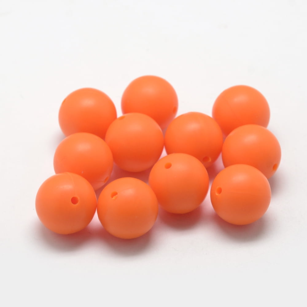 5pcs Food Grade Eco-Friendly Silicone Beads Round Dark Orange 14~15mm ...