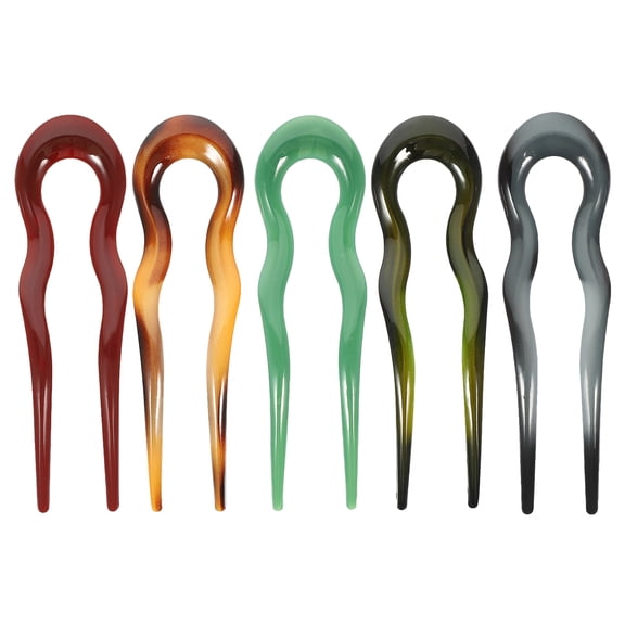 5pcs French U Shaped Hair Fork Pin - Vintage Retro Hairpin Plastic Bun ...