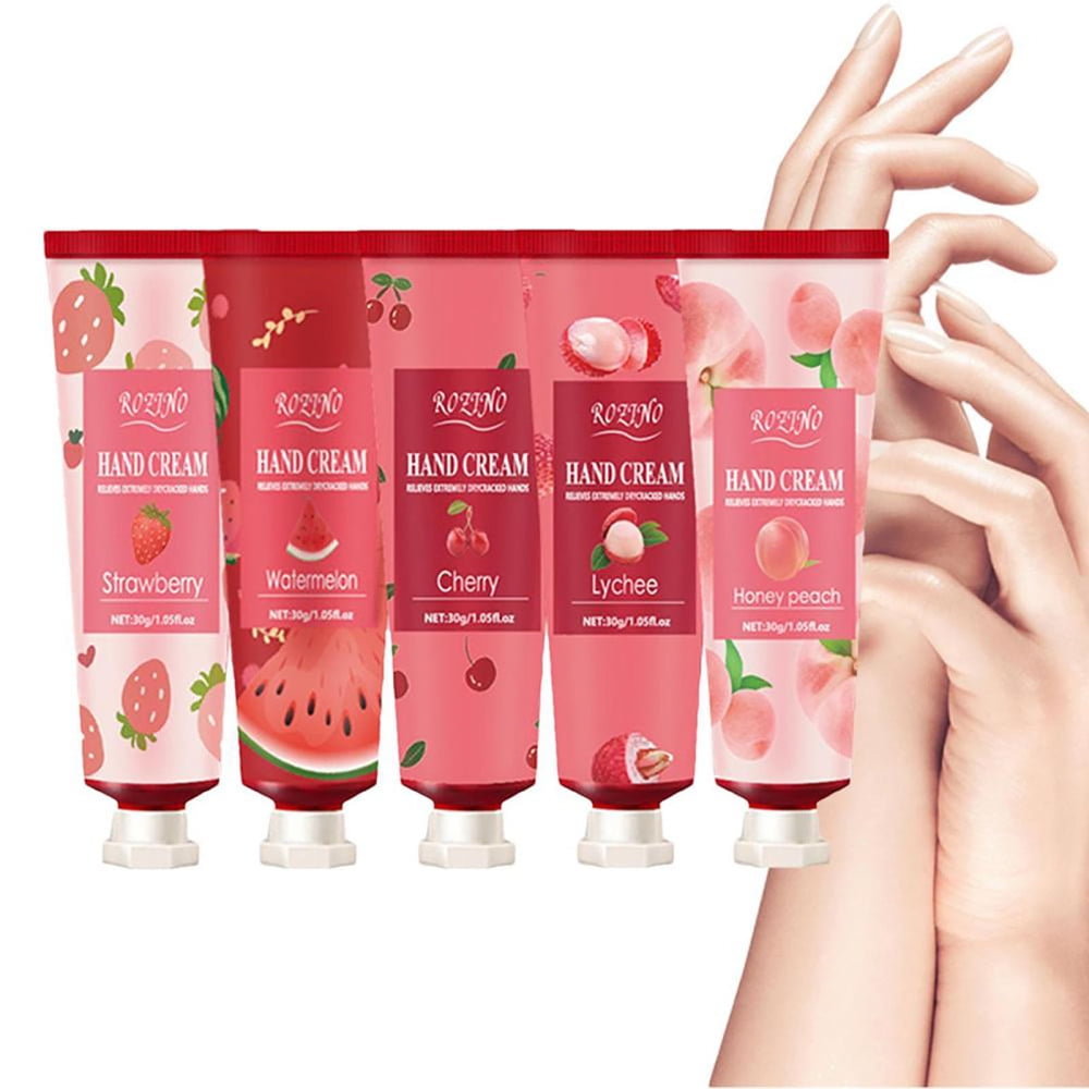 5pcs Fruit Flavor Hand Cream Set Fast Absorbing and Hydrating Hand ...