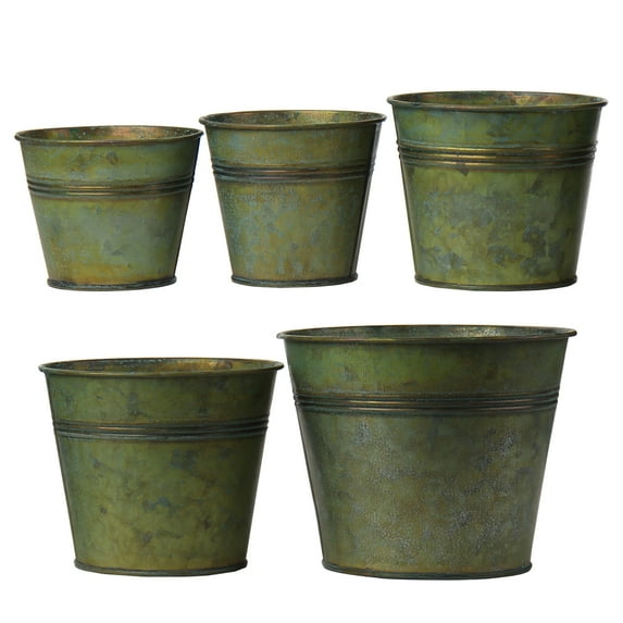 5pcs Galvanized Buckets Rustic Farmhouse Metal Pail Bucket Flower ...