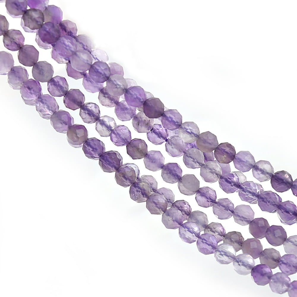 5pcs Gemstone Strands Faceted(64 Facets) Round Amethyst Bead: about 4mm ...