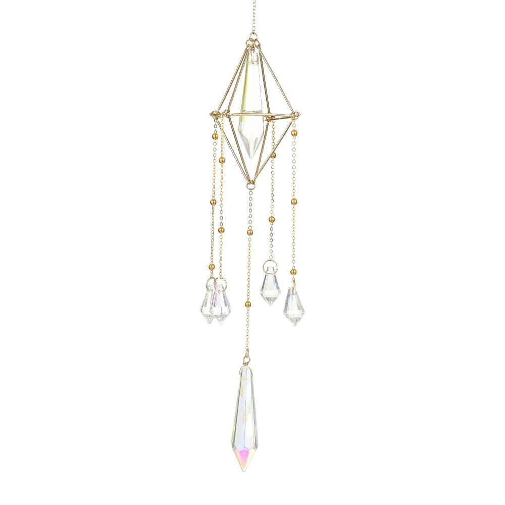 5pcs Glass with Brass Chains Hanging Pendant Decorations with 304 ...