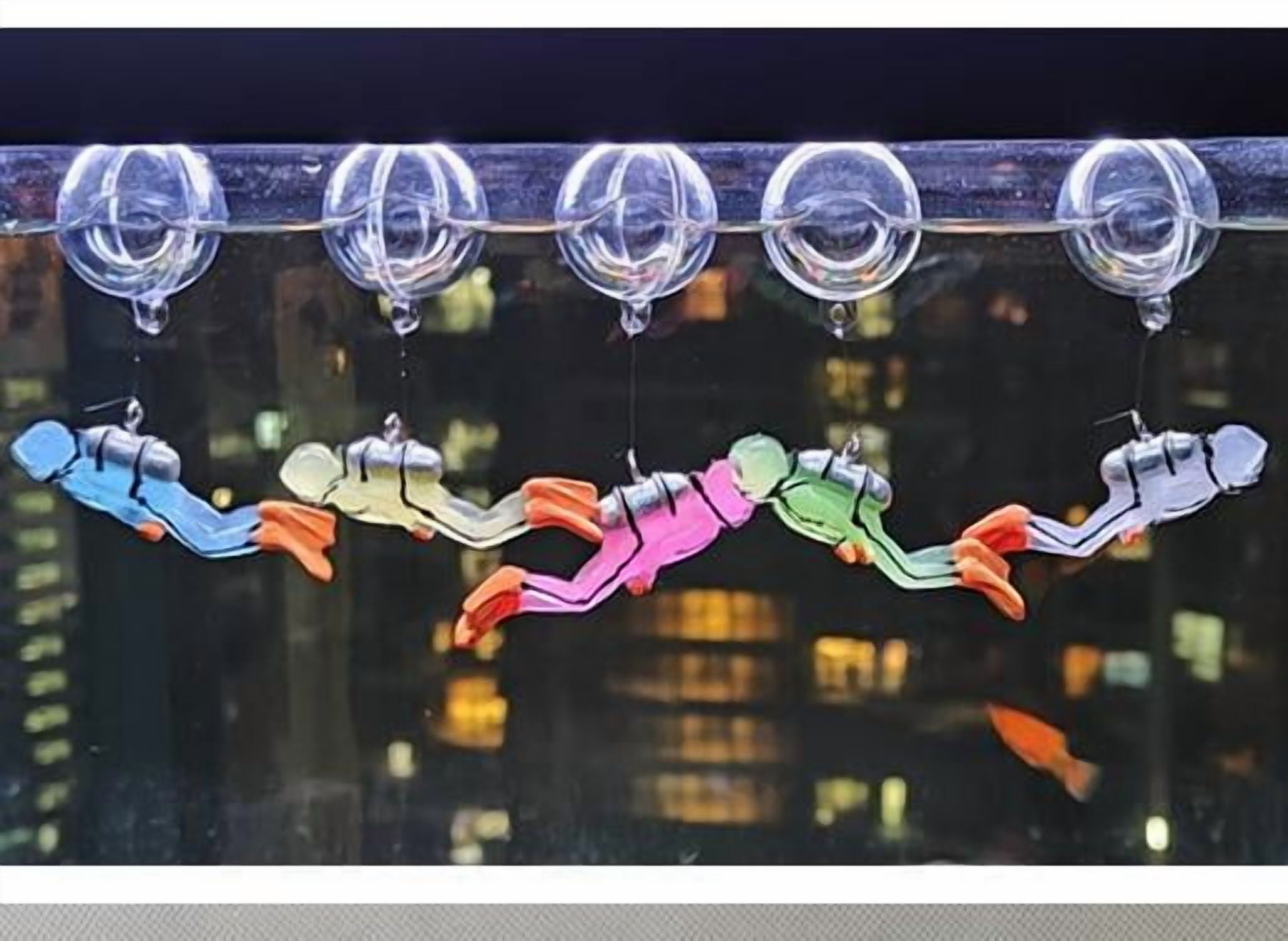 5pcs Glow Dark Floating Fish Tank Decorations - Diver Aquarium ...