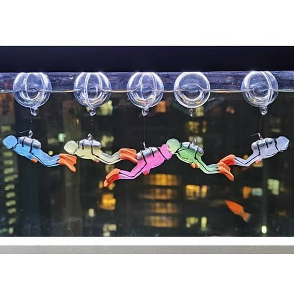 5pcs Glow Dark Floating Fish Tank Decorations - Diver Aquarium ...