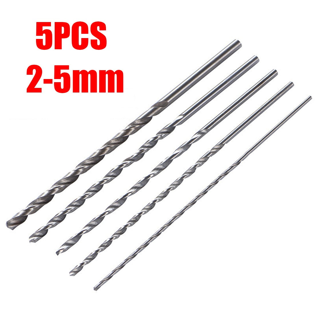 5pcs HSS Extra Long Straight Drill Bits Set for Wood, Plastic, and ...
