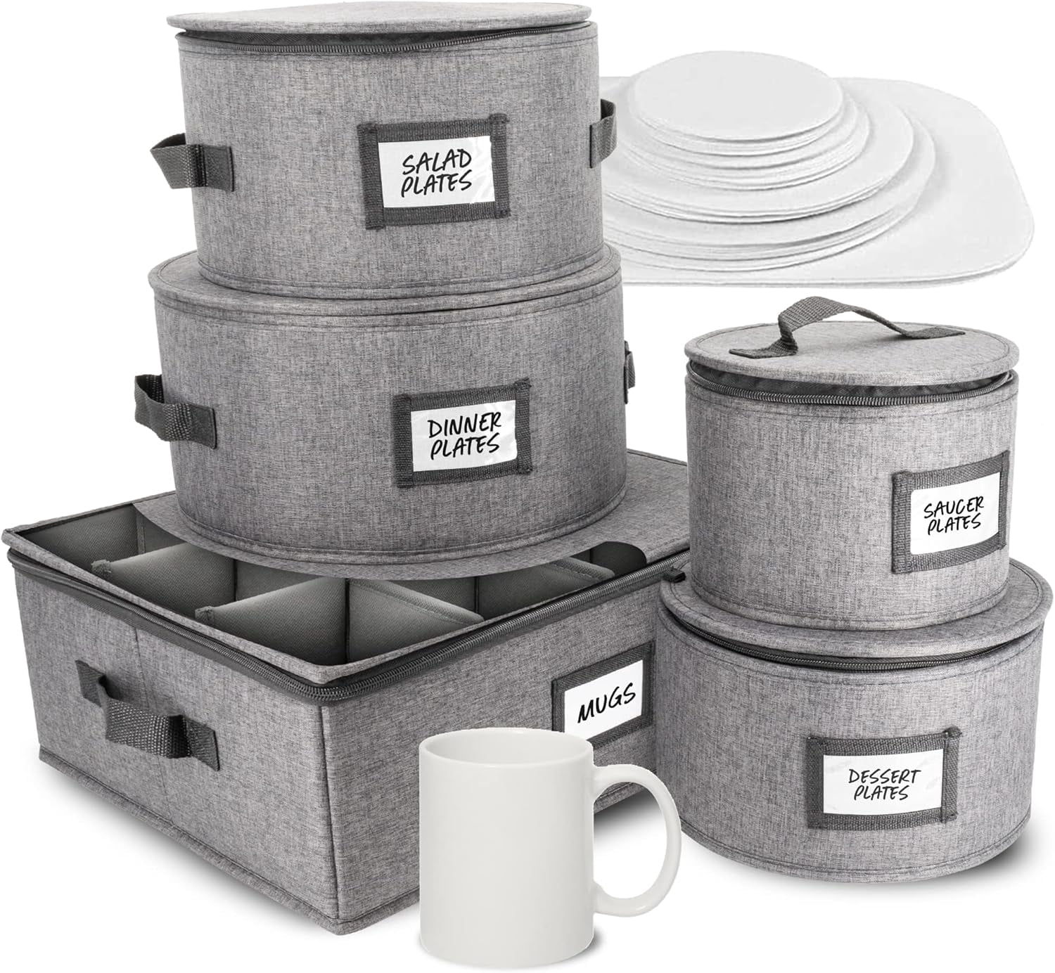 5pcs Hard Shell China Storage Containers, Mug Storage Box & Plate ...