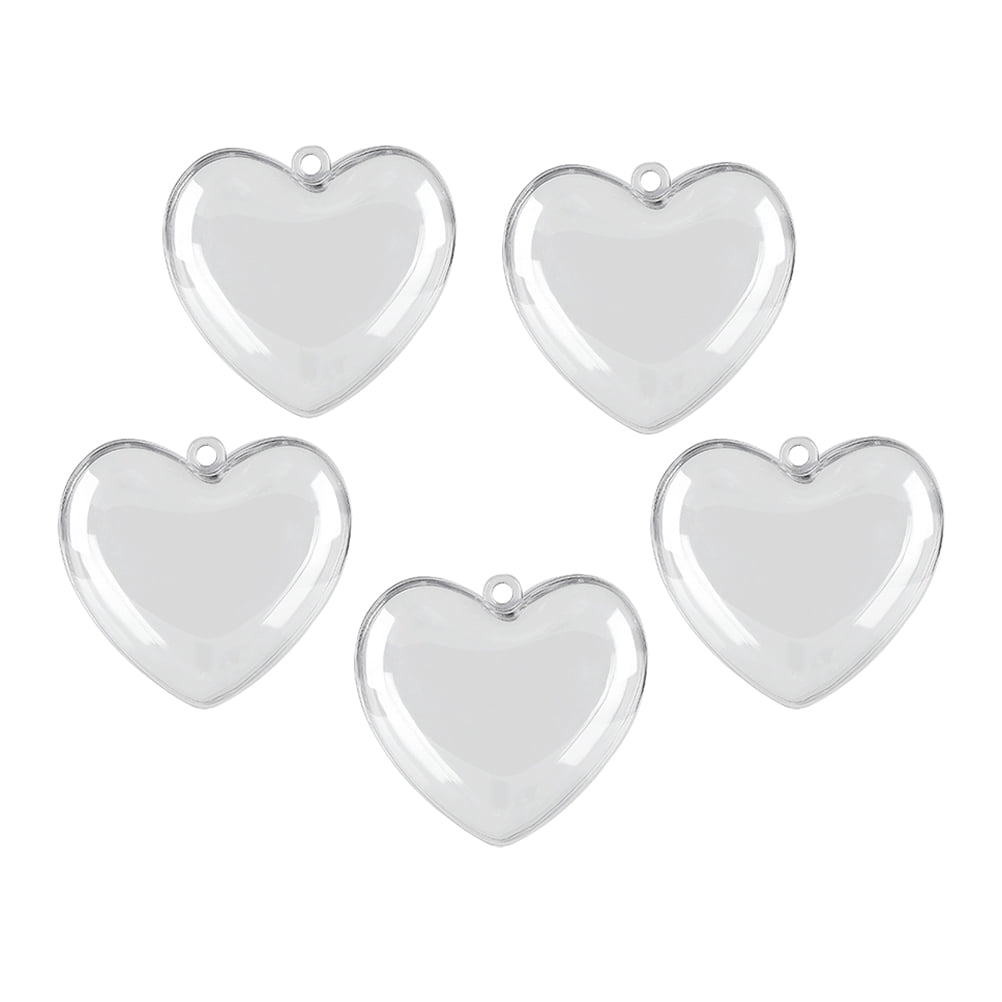 5pcs Heart Refillable Ball Valentine Box Plastic Heart Ornaments Clear ...