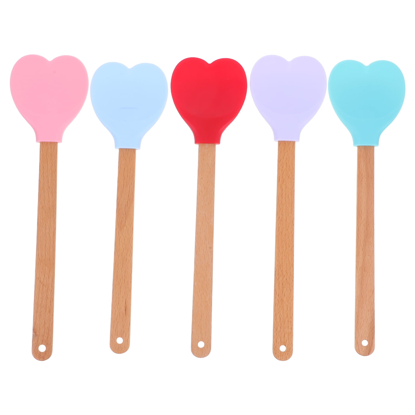 5pcs Heart Shaped Silicone Spatula Spoon Heat Resistant Nonstick ...