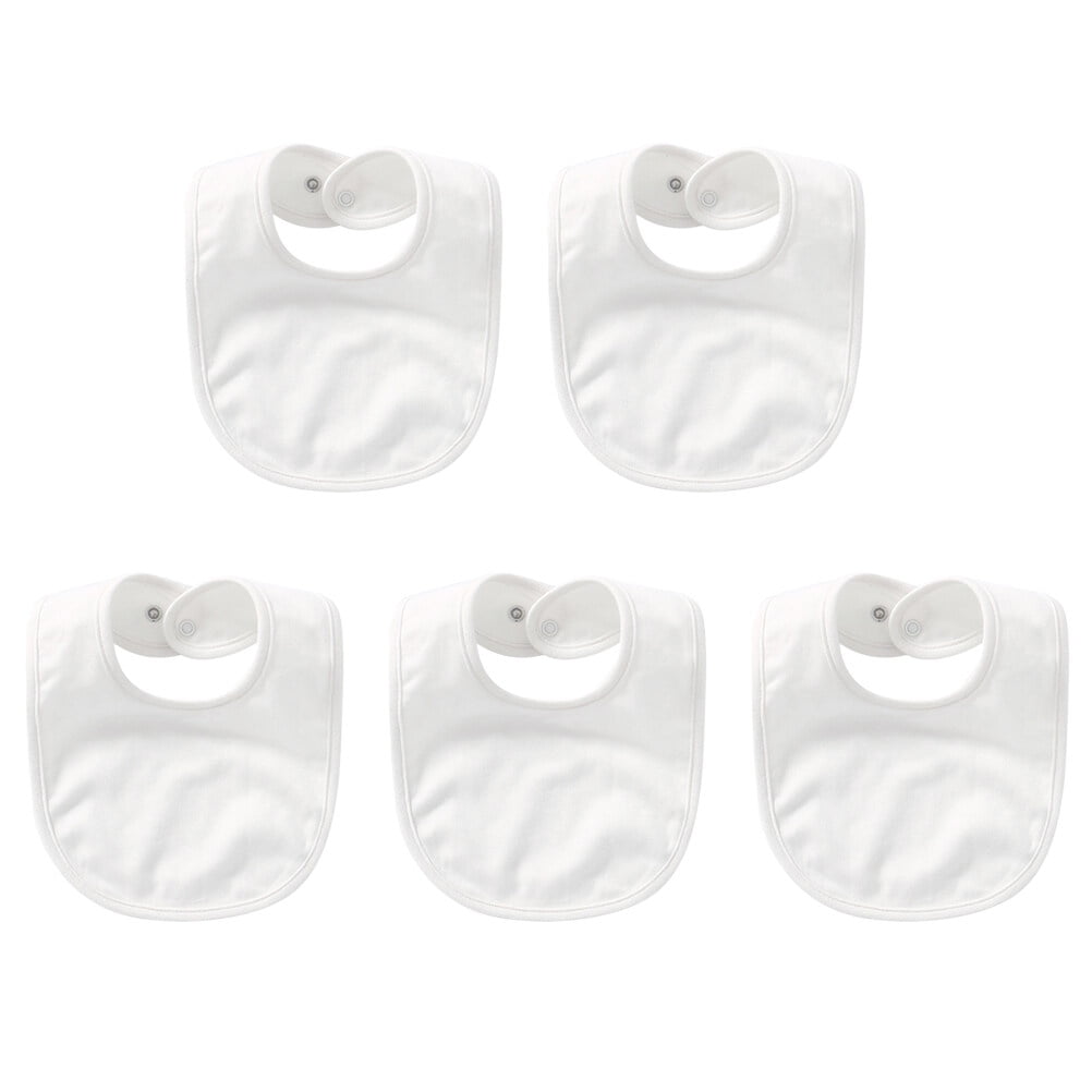 SOAC 5pcs Baby Cotton Double Layer Drool Bibs, Adjustable Snaps, White ...