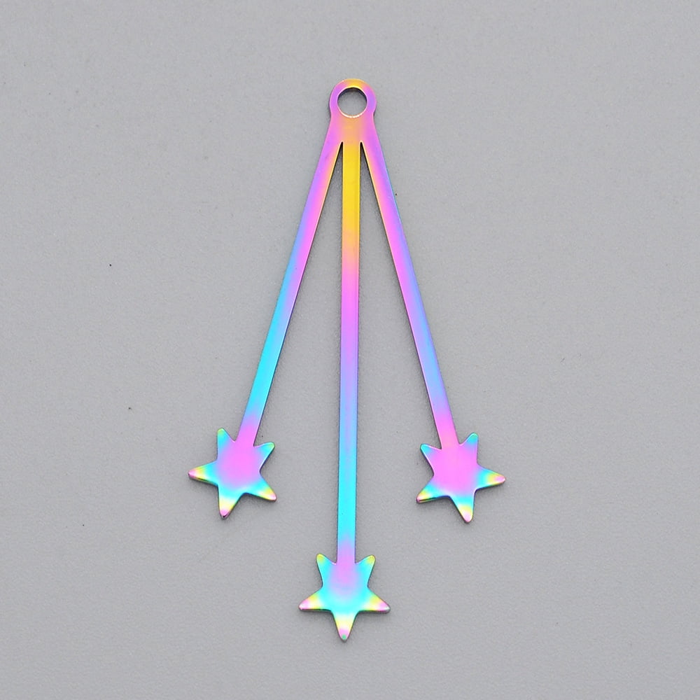 5pcs Ion Plating(IP) 201 Stainless Steel Pendants Laser Cut Star ...