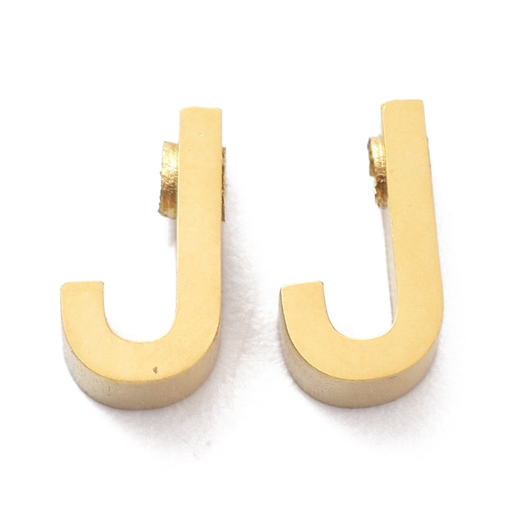 5pcs Ion Plating(IP) 304 Stainless Steel Alphabet Golden Letter.J 8x4 ...