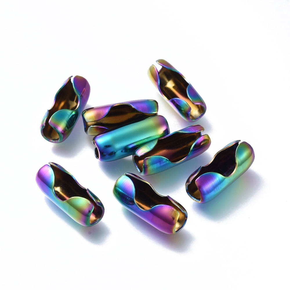 5pcs Ion Plating(IP) 304 Stainless Steel Ball Chain Connectors Rainbow ...