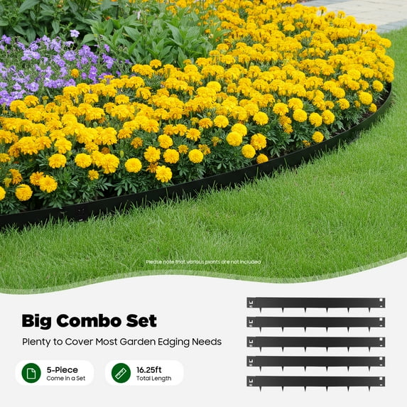 5pcs Landscape Edging Metal Lawn Border Edging Bendable Barrier Black ...