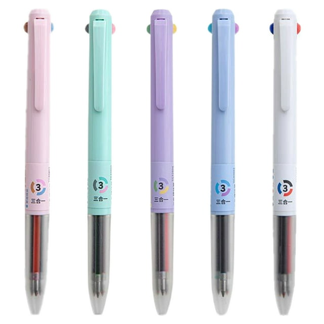 5pcs Lovely Multicolor Pens Daily Use Ballpoint Pens Three-in-one ...