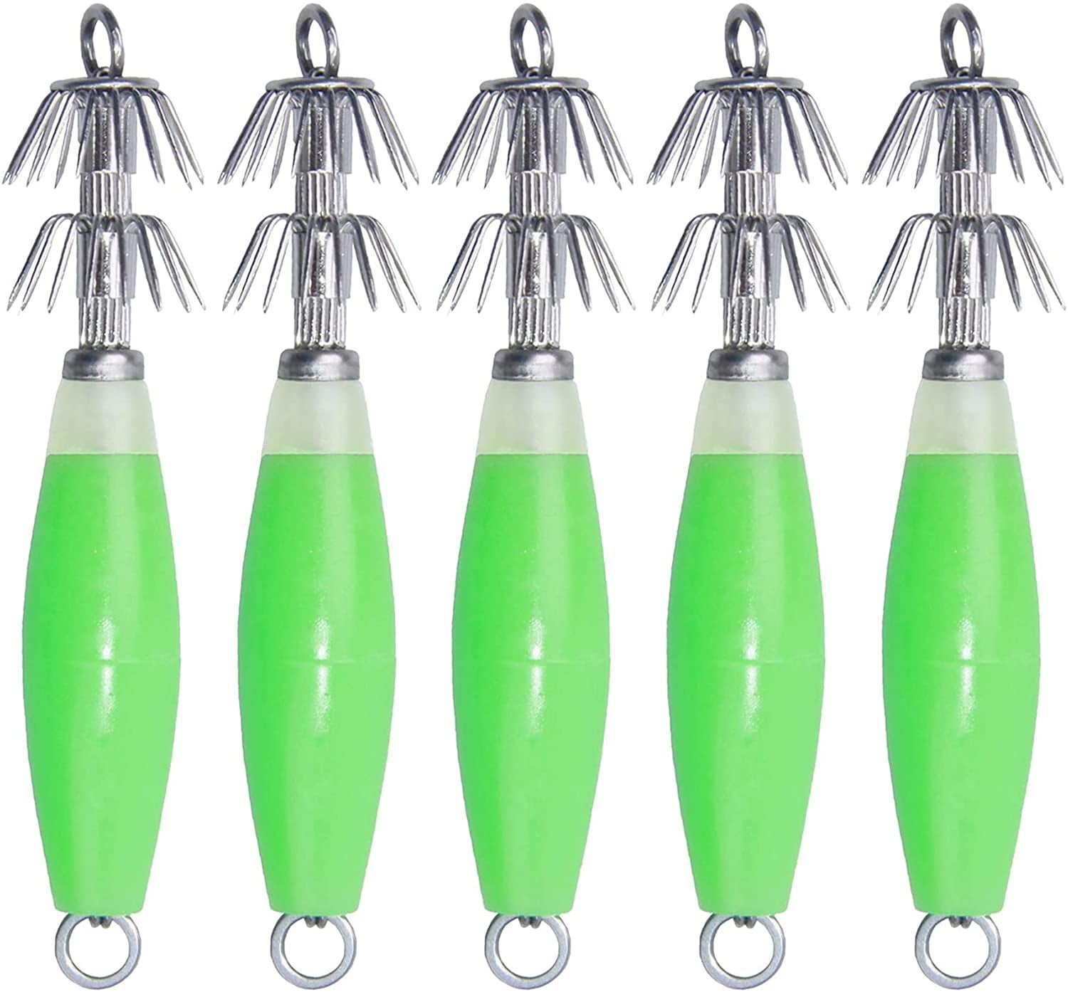 5pcs Luminous Squid Jig Hooks Stainless Steel Needles Fluorescent ...