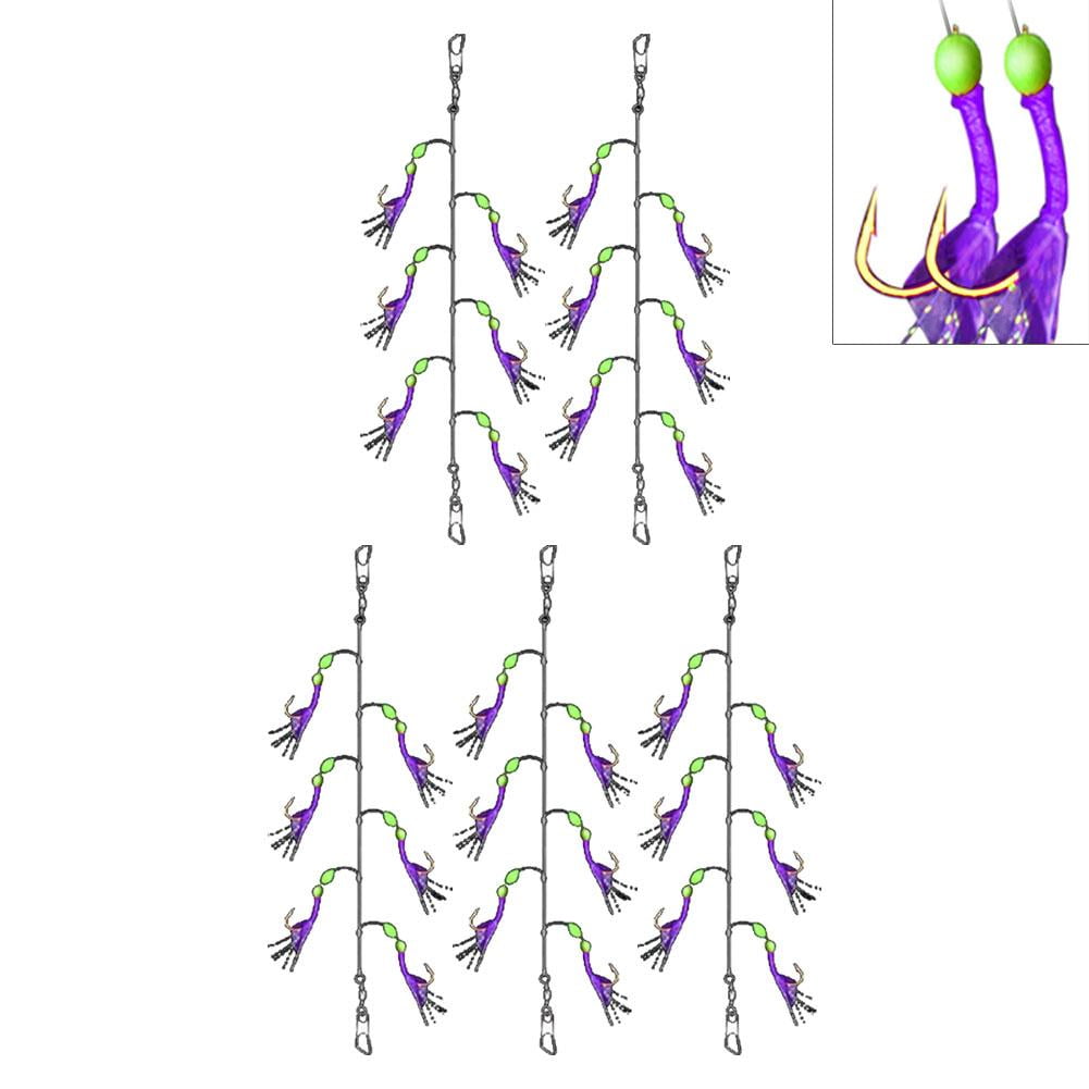 5pcs Lunker Sabiki Rigs Hooks Saltwater Fishing Lures Luminous Glow ...