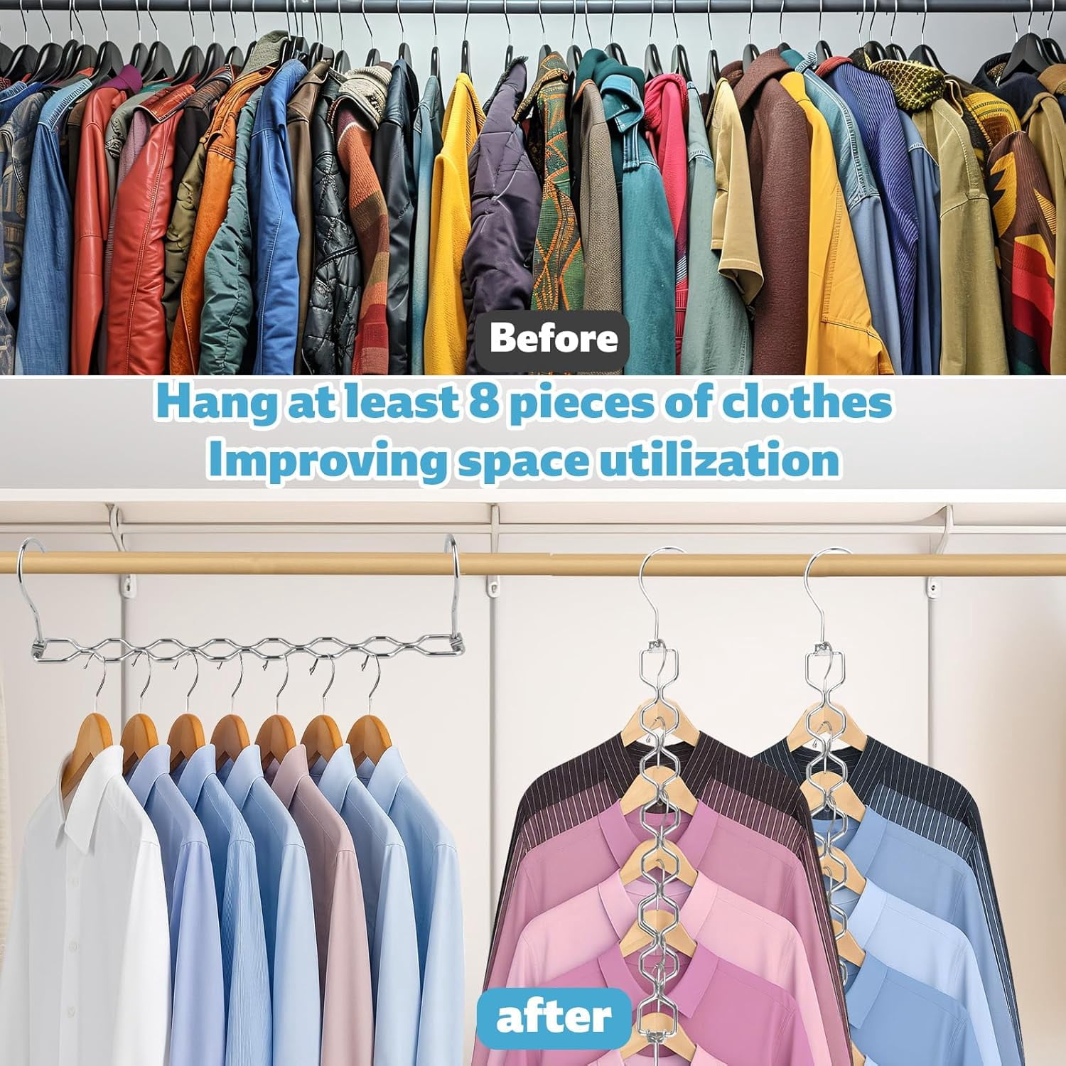 5pcs Magic Space Saving Hangers for Clothes, Heavy Duty 30lbs Shirts ...