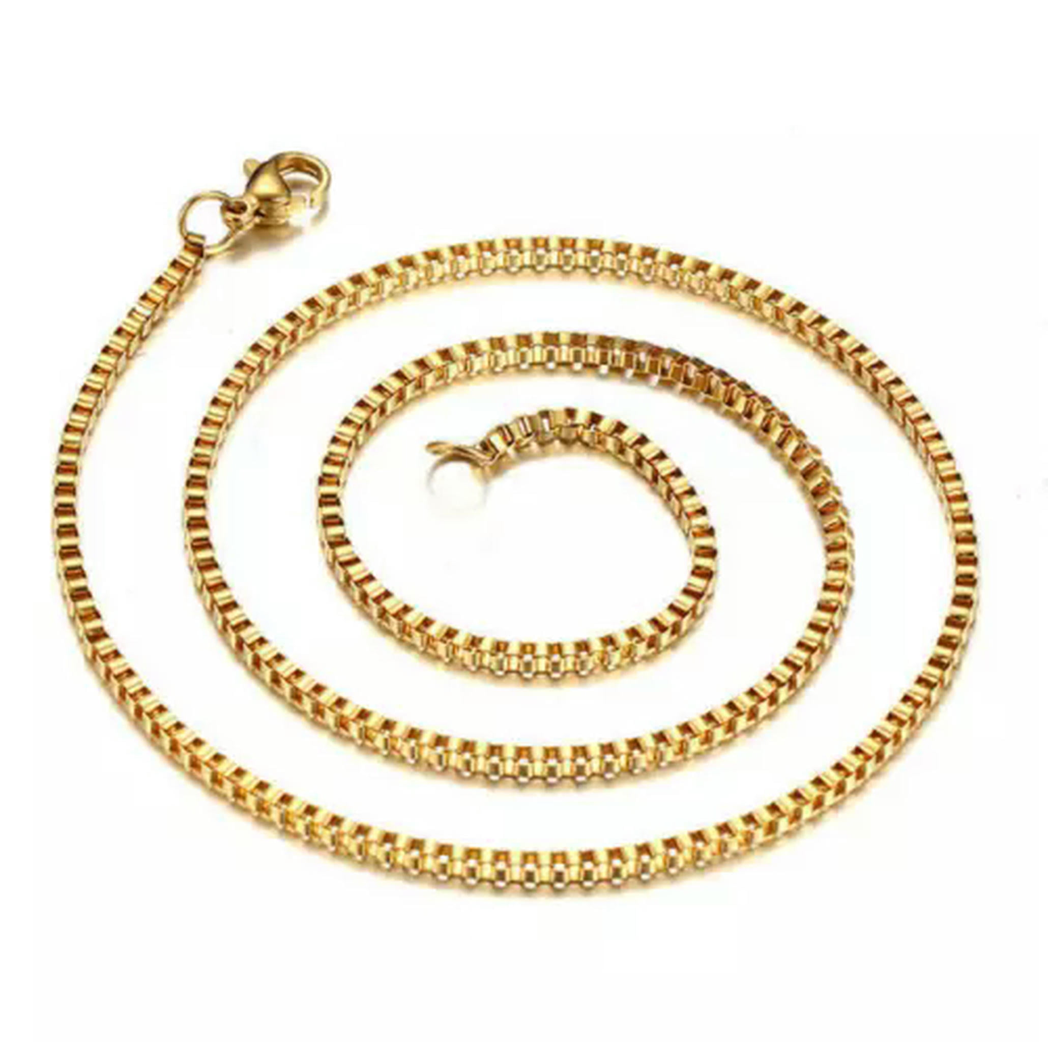 5pcs Men Womens Stainless Steel Gold Twist Curb Link Chain Necklace 2 ...