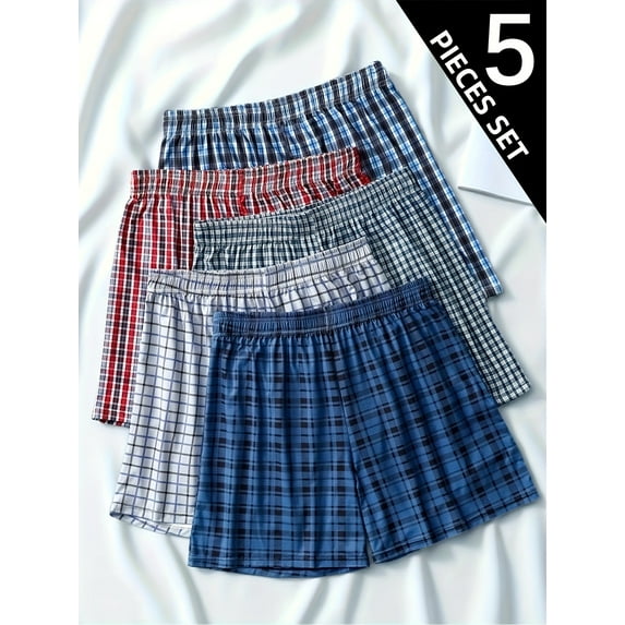 5pcs Men's Soft Breathable Boxer Briefs & Shorts Underwear - High ...