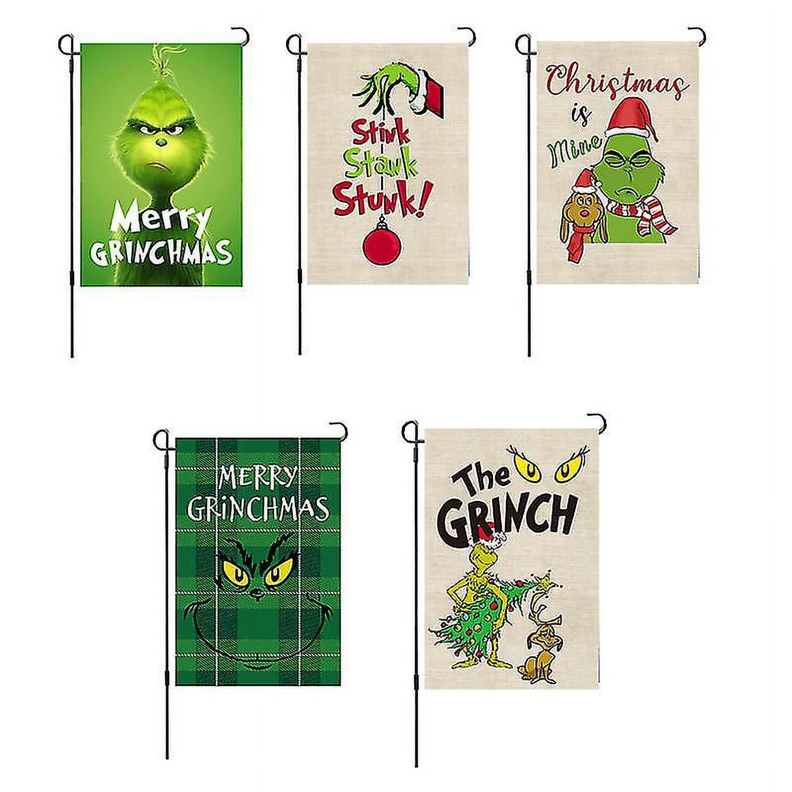 5pcs Merry Christmas Grinch Garden Vertical Double Sided Flag - Walmart.com