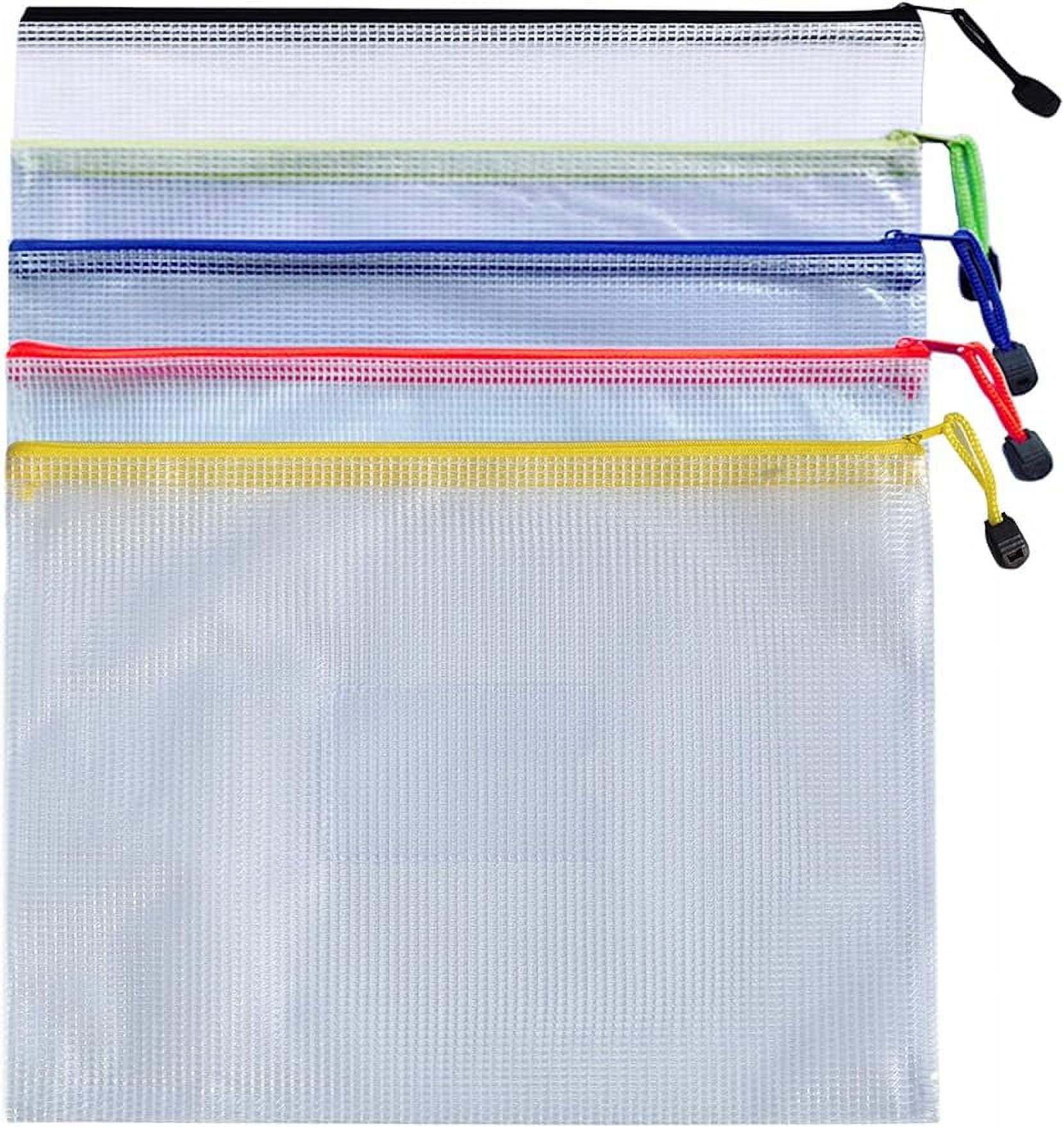 5pcs Mesh Zipper Pouch Document Bag, Letter Size/A4 Size Zipper File ...