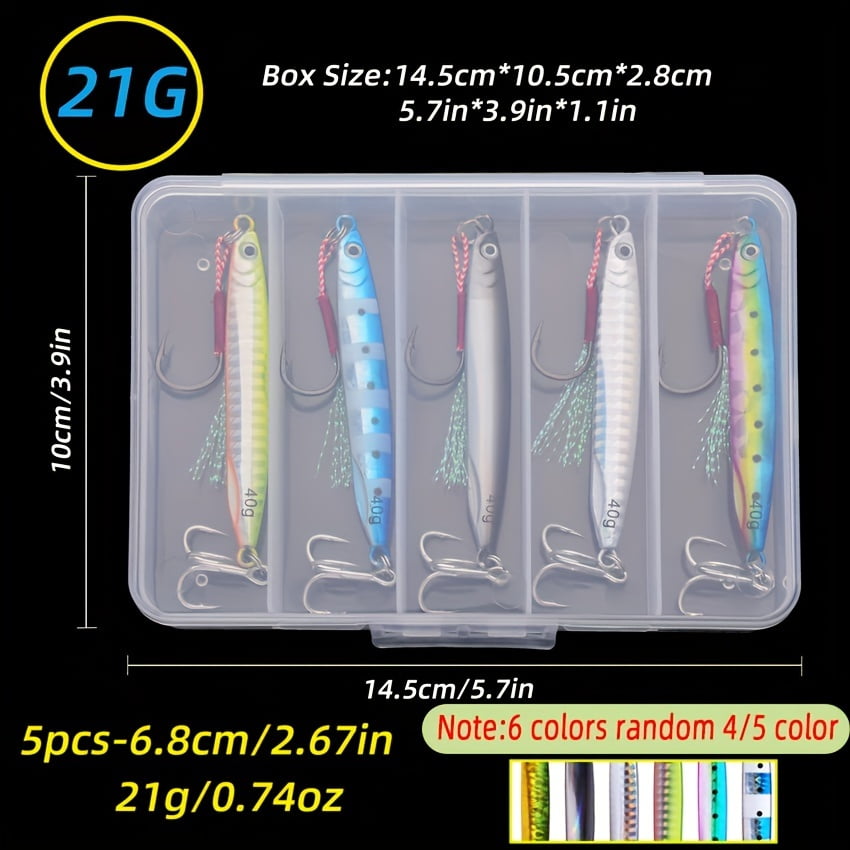 5pcs Metal Jig Fishing Lures Set - Lead Pencil Lure Bait Kit for Muskellunge, Catfish, Trout ...