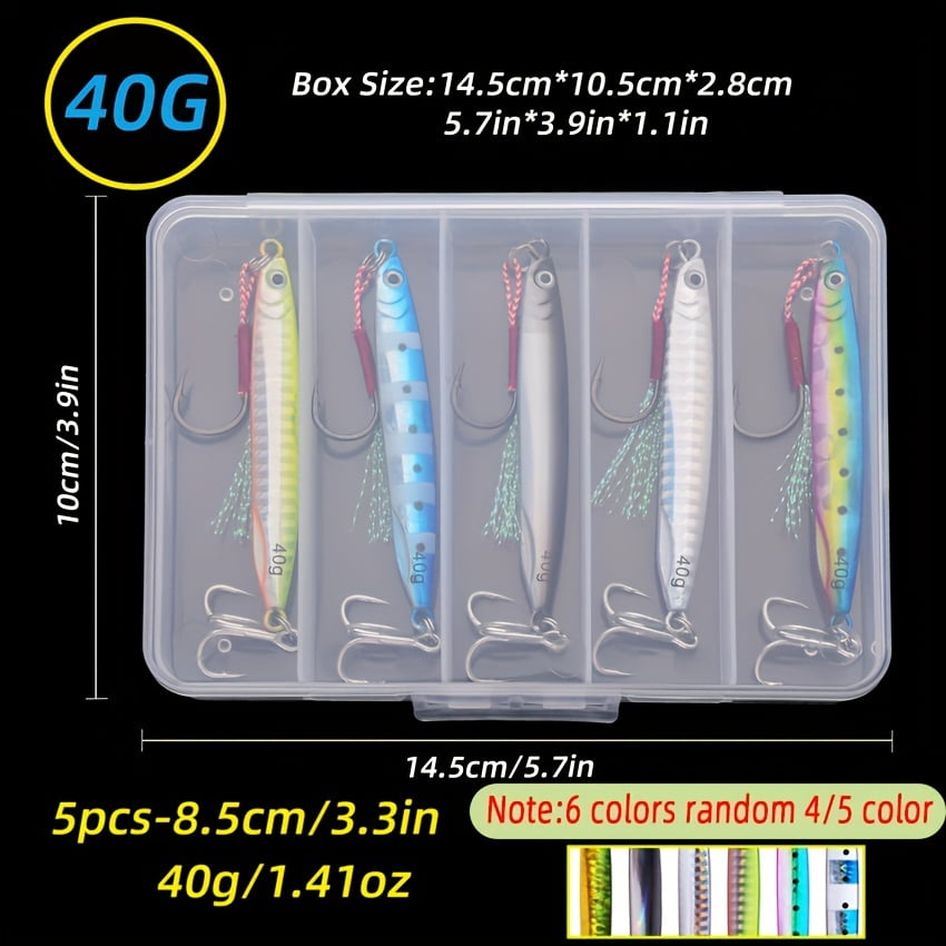 5pcs Metal Jig Fishing Lures Set - Lead Pencil Lure Bait Kit for ...