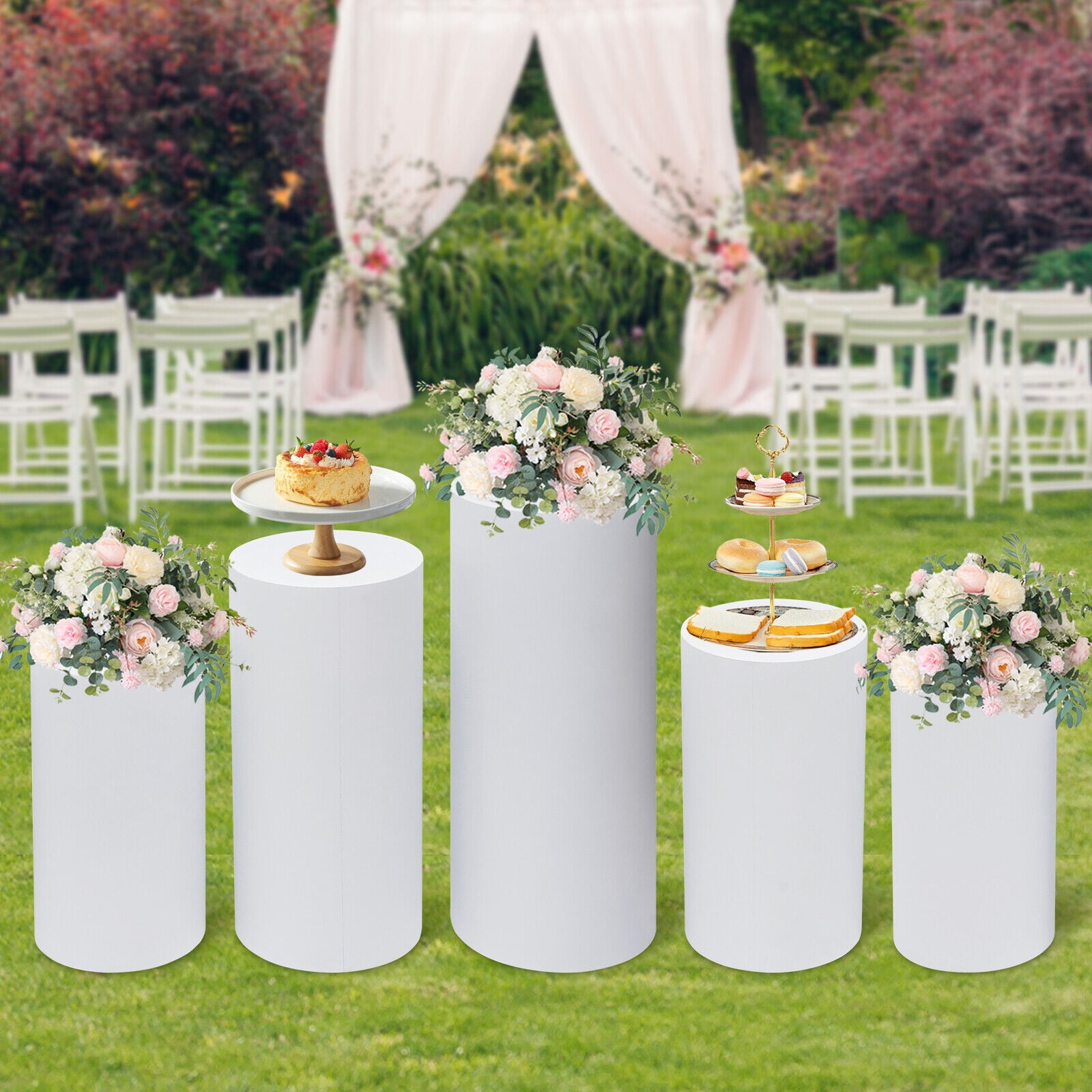 5pcs Metal Round Cylinder Stands Party Wedding Ceremony Floor-Standing ...