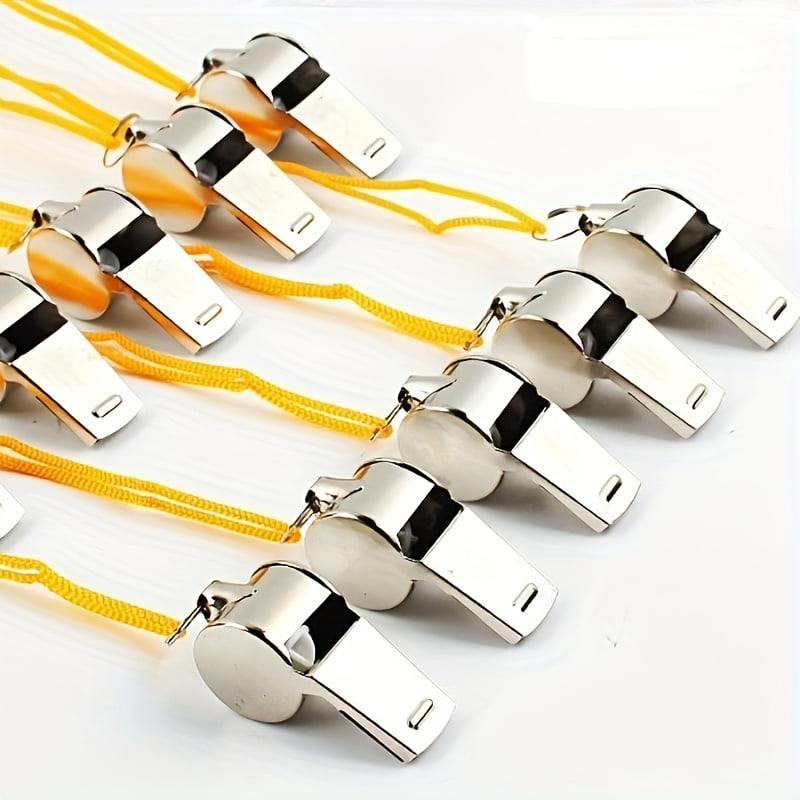 5pcs Metal Whistles with Lanyard, Stainless Steel, Durable, High ...