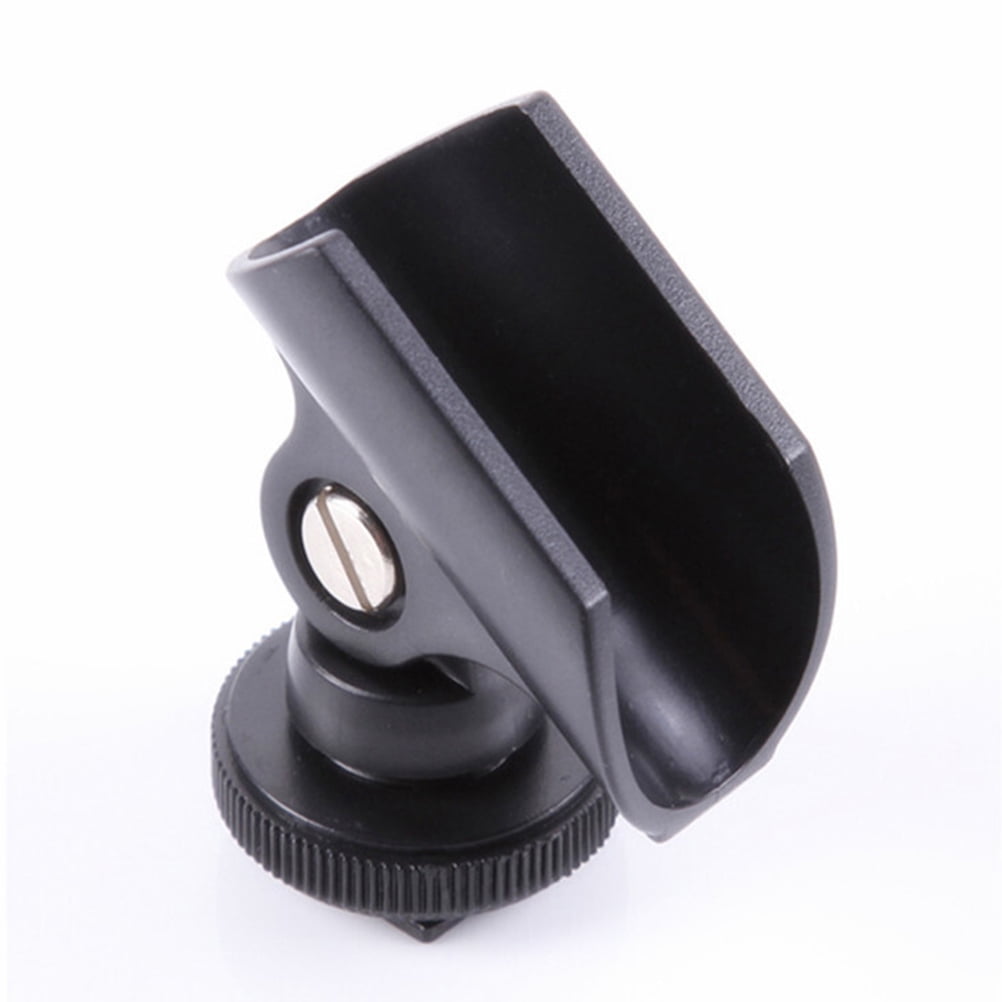 Microphone Clip with Hot Shoe Adapter for DSLR Camera Black Plastic ...