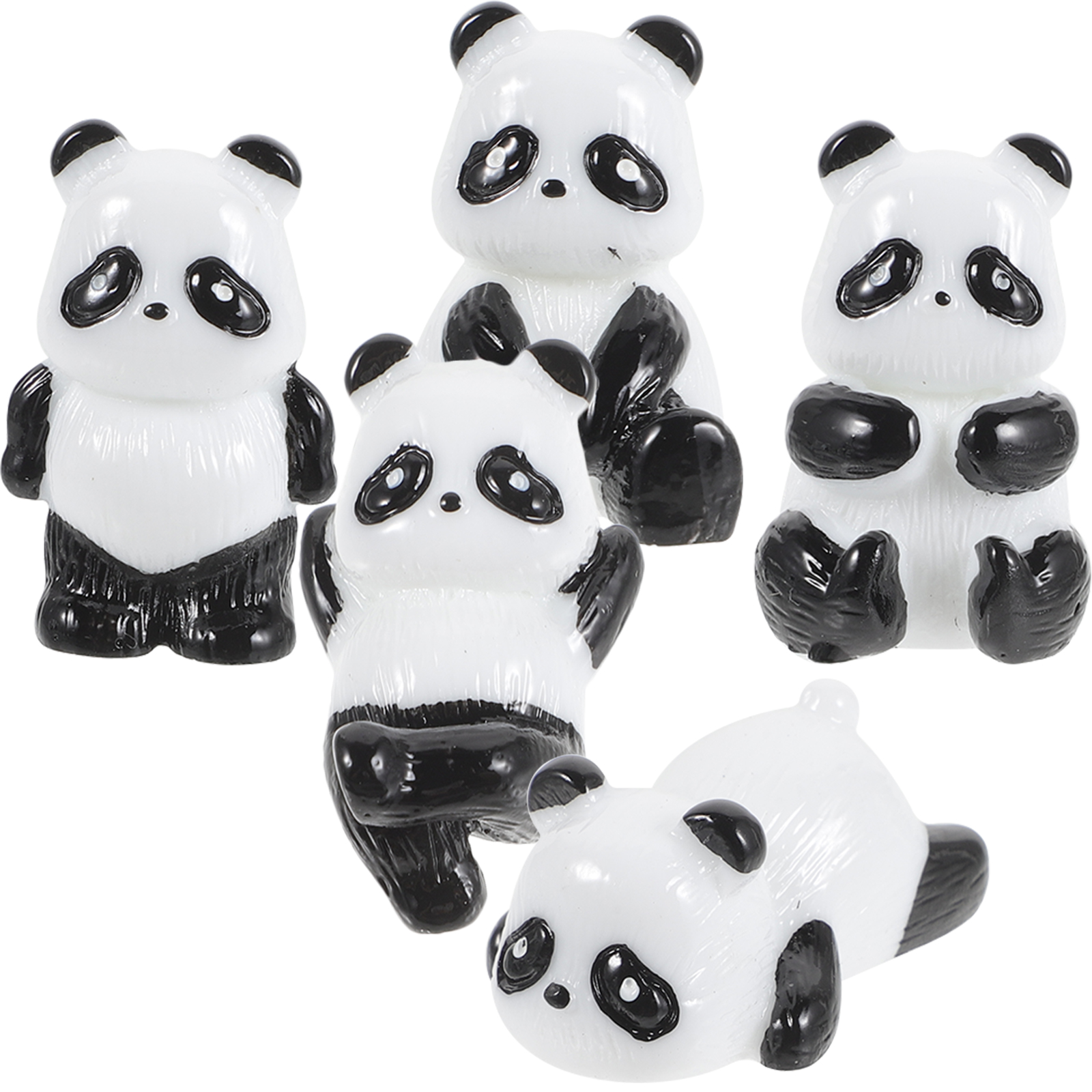 5pcs Mini Figurine Panda Shape Miniature Animal Figurine Resin Mini ...