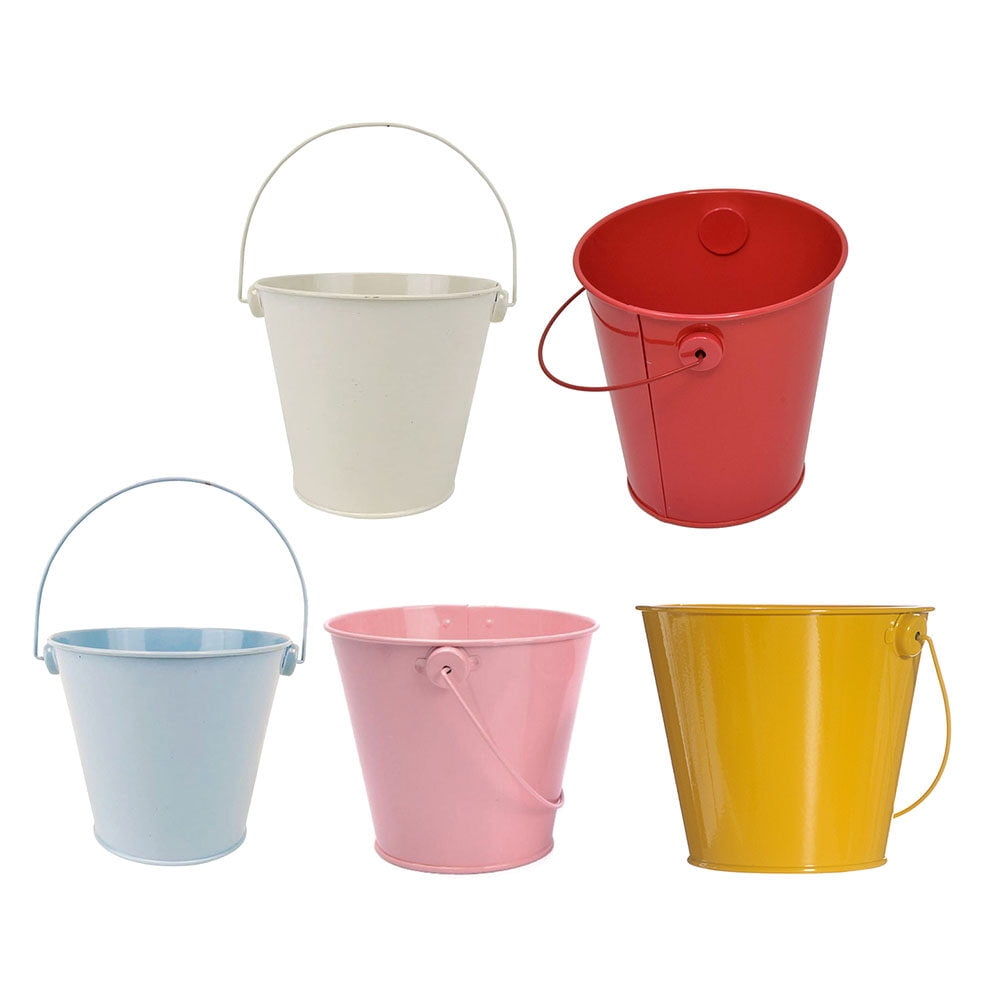 5pcs Mini Metal Buckets Small Pails Decorative Buckets with Handle for ...