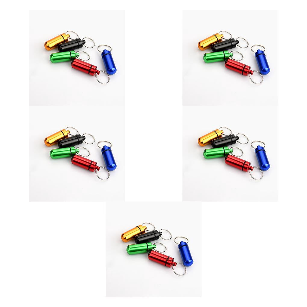 5pcs Mini Pill Drug Case Stash Box Waterproof Keyring Bottle Bullet ...