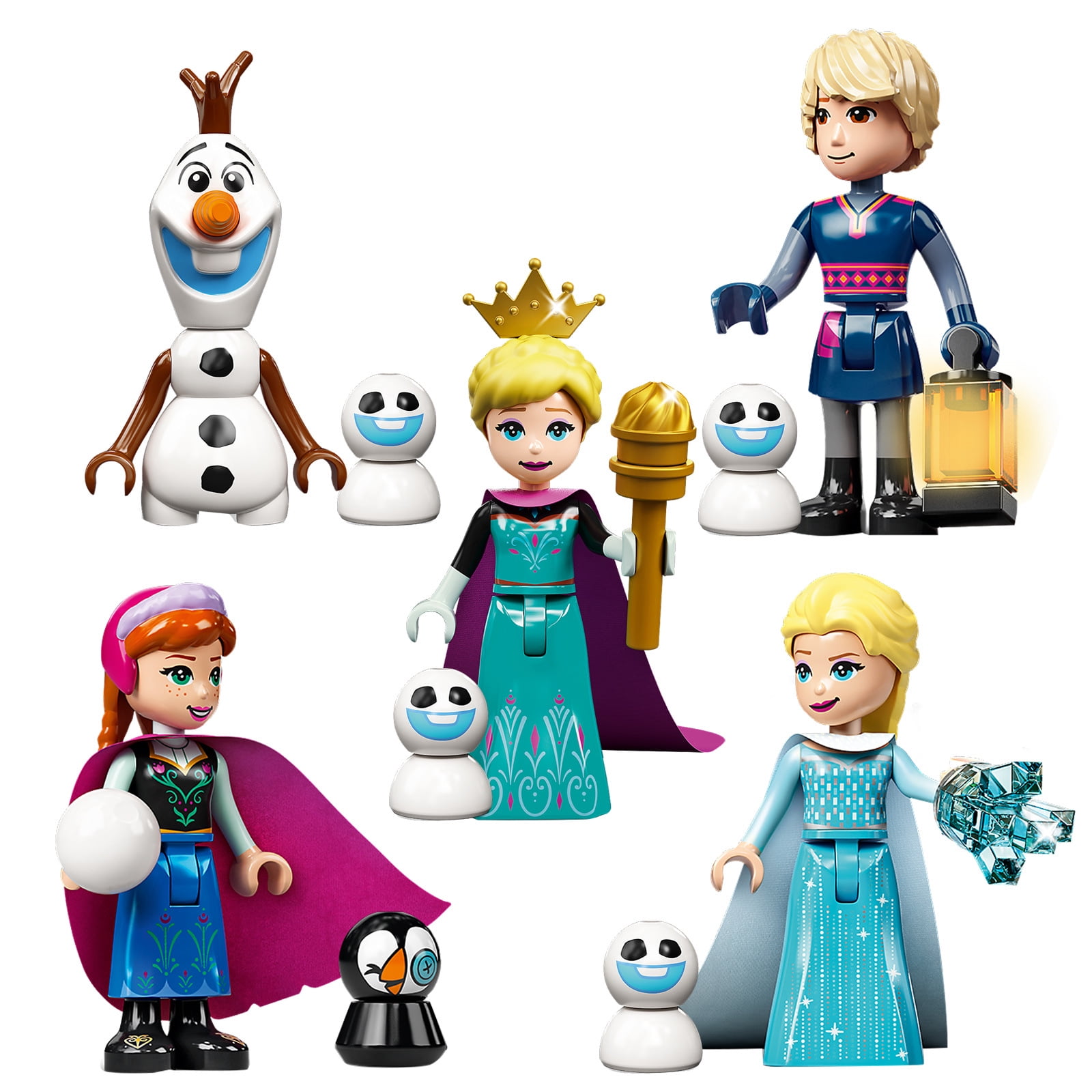 5pcs Mini Snow Princess Action Figures Toy,Cute Cartoon Building Blocks ...