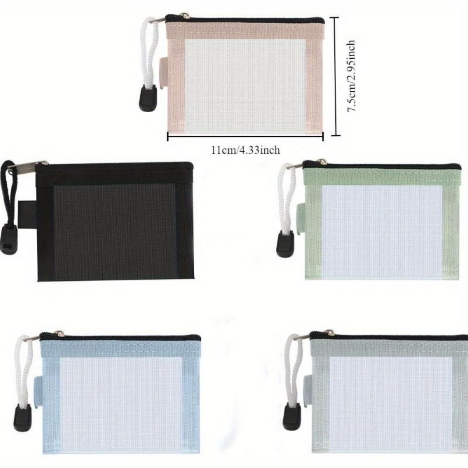 5pcs Mini Zipper Mesh Bags, 3" x 4.3" Nylon Small Zipper Mesh Pouch Key ...