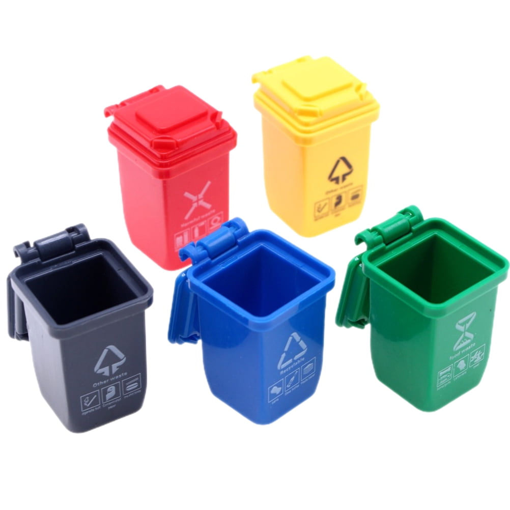 5pcs Miniature Garbage Cans Mini Trash Cans Mini House Garbage Models ...