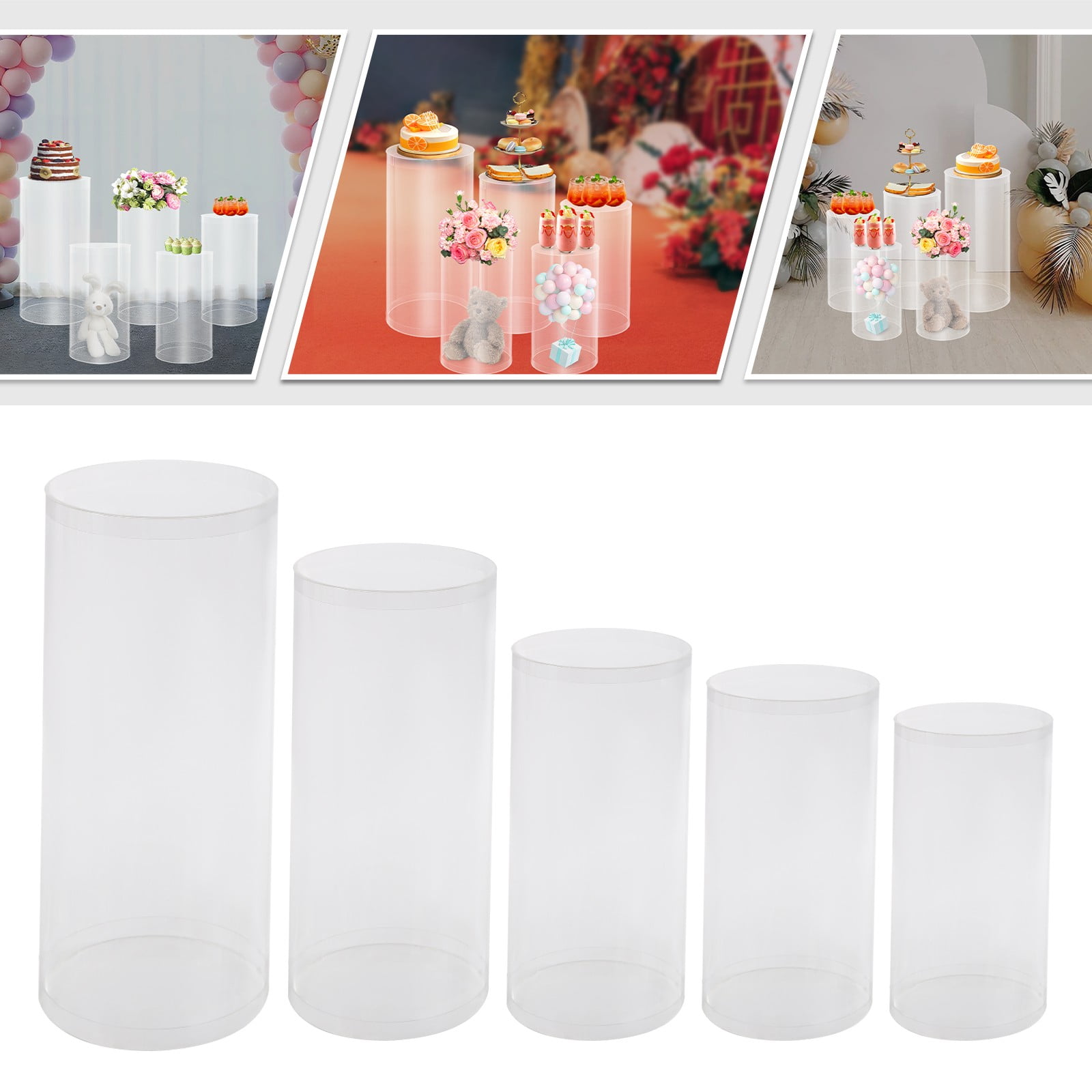 5pcs Modern Free Standing Clear Large Cylinder Tables for Parties ...
