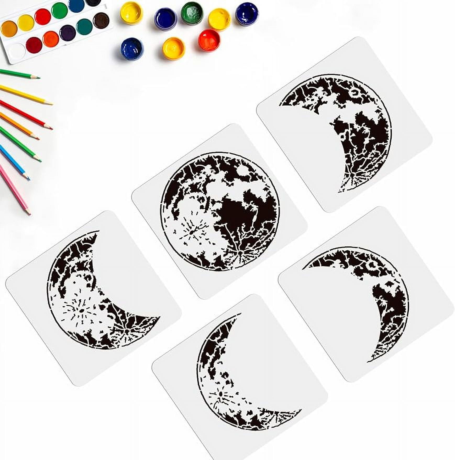 5pcs Moon Stencil Moon Phase Stencil Square Plastic Reusable PET DIY ...
