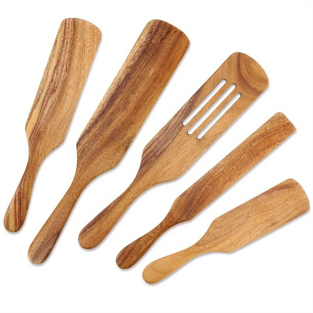5pcs Natural Acacia Wood Cookware Set - Includes Spatula Salad Hand ...