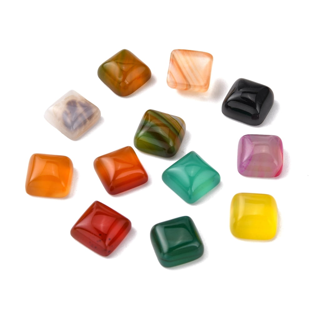 5pcs Natural Agate Cabochons Square Mixed Color 8x8x4mm - Walmart.com