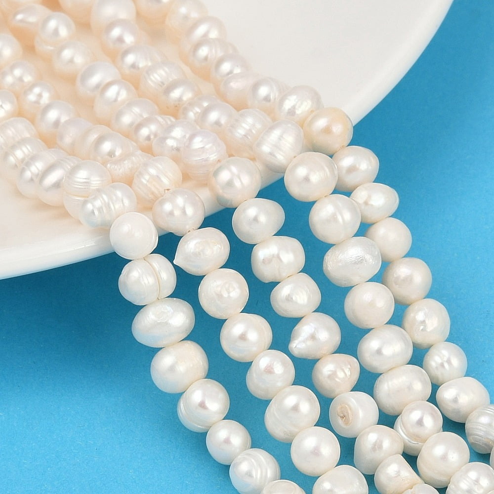 5pcs Natural Cultured Freshwater Pearl Beads Strands Grade A Potato ...