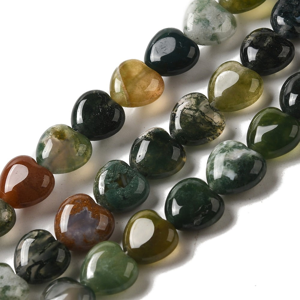 5pcs Natural Indian Agate Bead Strands Heart Colorful 10x10x5mm Hole ...