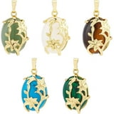 5pcs Natural Stone Pendants Wire Wrapped Gemstone Pendants Oval ...