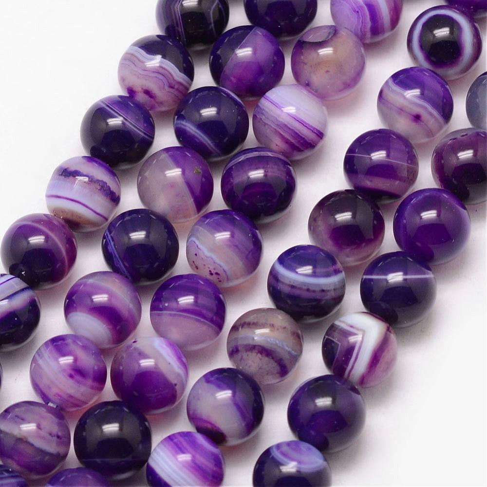 5pcs Natural Striped Agate/Banded Agate Bead Strands Round Grade A Dyed ...